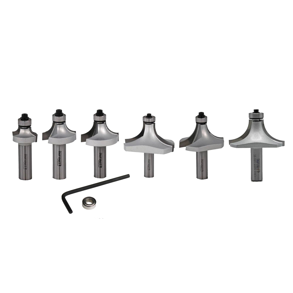 Infinity Tools 1/2" Shank 6-Pc. Roundover & Beading Router Bit Set ...