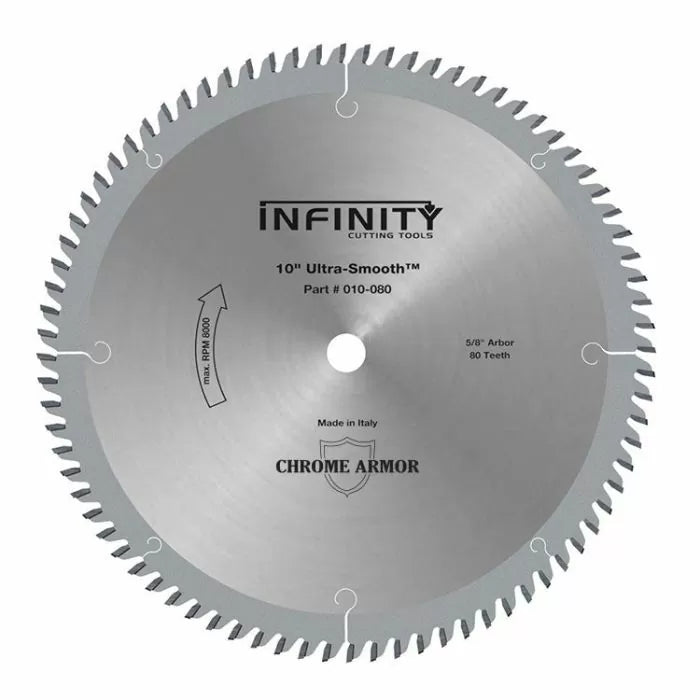 Infinity Tools 10" x 80T Ultra-Smooth Crosscutting Saw Blades, 5/8" Bo ...